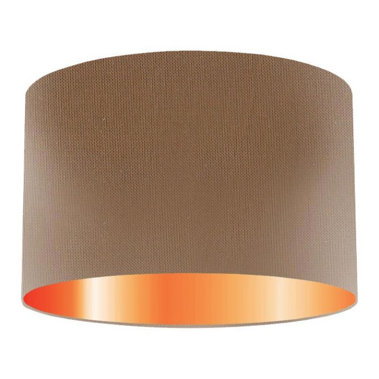 Cinnamon Silk Drum Lampshade With Copper Lining | Dorval Lighting